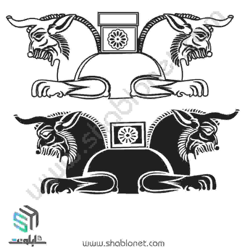 وکتور سرستون تخت جمشید | دانلود وکتورهای هخامنشی | شابلونت